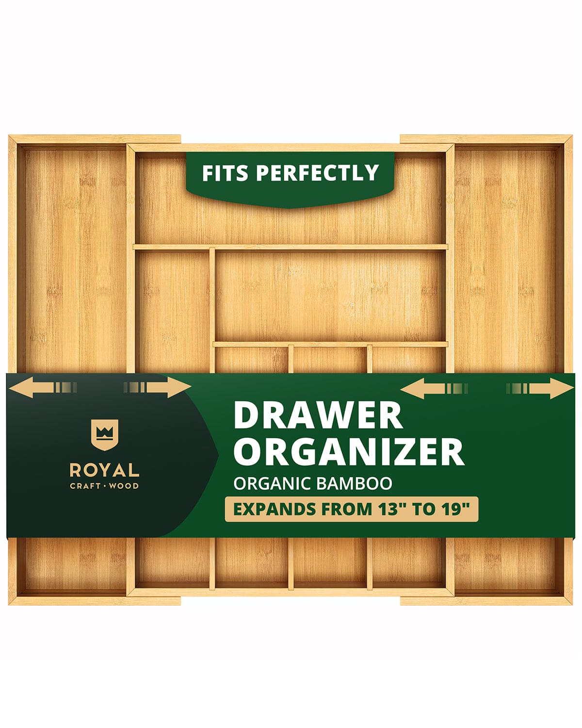 Expandable Silverware Utensil Organizer 6 - 8 Slots | Royal Craft Wood