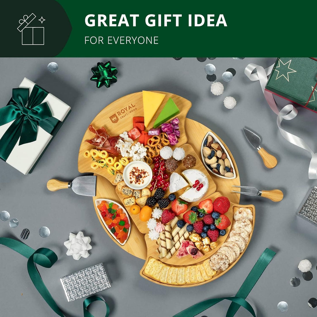 Rotating Cheese Board With Knives from Royal Craft Wood