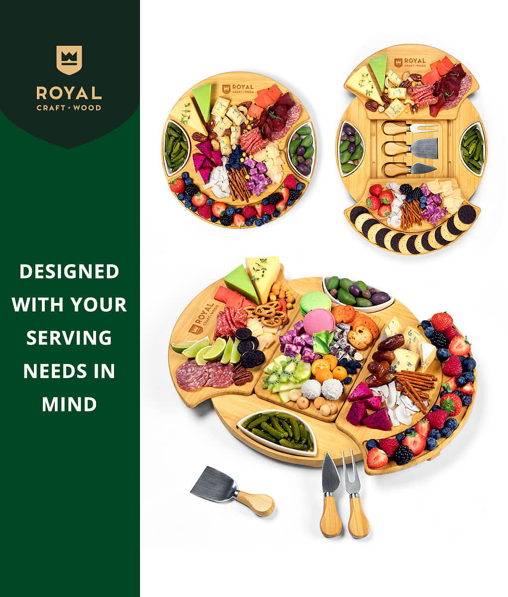 Rotating Cheese Board With Knives from Royal Craft Wood