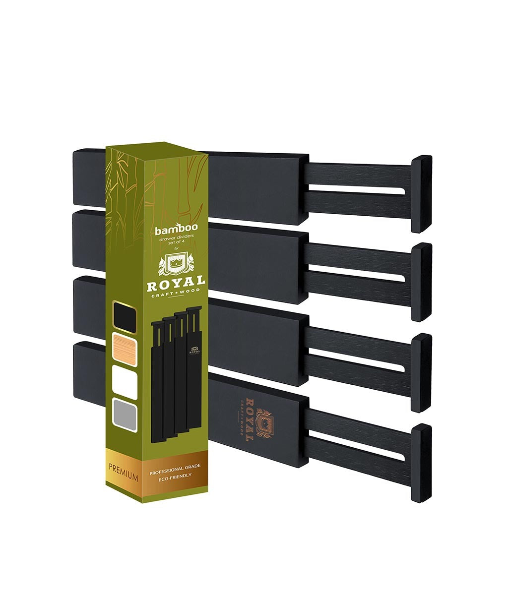 Black Drawer Dividers Set of 4 Black | Royal Craft Wood®